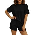 Bloomae Women's 2 Piece Sets Short Sleeve Outfits Ribbed Textured Knit ...