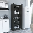 Knubmt Wood Double Door Kitchen Pantry Cabinet with 5 Inner Shelves and ...