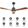 HQZX LED Light Wood Ceiling Fan, Timer Setting, 52-in, Vintage, Black ...