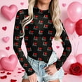 CAIXIA Valentine Womens Mesh Long Sleeve Shirts Heart Print Fashion ...