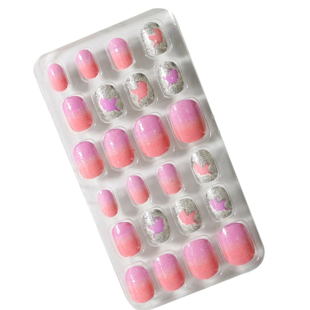 Linyer 1 Set Children Nails Medium Length Files Matte Press on Stick ...