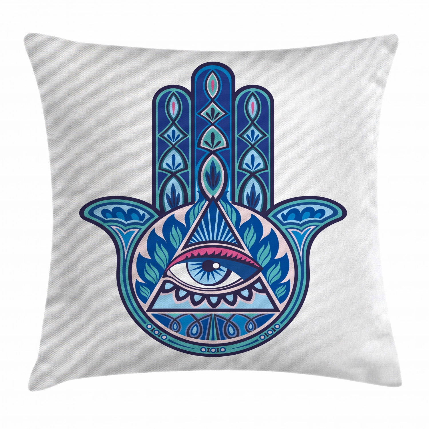 Evil Eye Throw Pillow Cushion Cover, Vibrant Design Hamsa Hand with ...