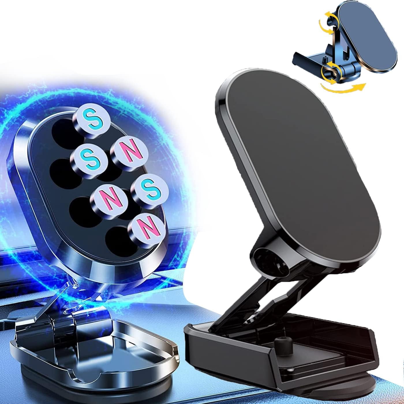 New Alloy Folding Magnetic Car Phone Holder