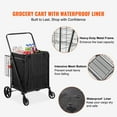 KFFKFF Shopping Cart with 186LBS 88L Large Capacity, Grocery Cart with Water Resistant Cloth ...