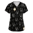 AHMOMEI Stretchy Cartoon Animal Print Womens Scrubs V Neck Short Sleeve ...
