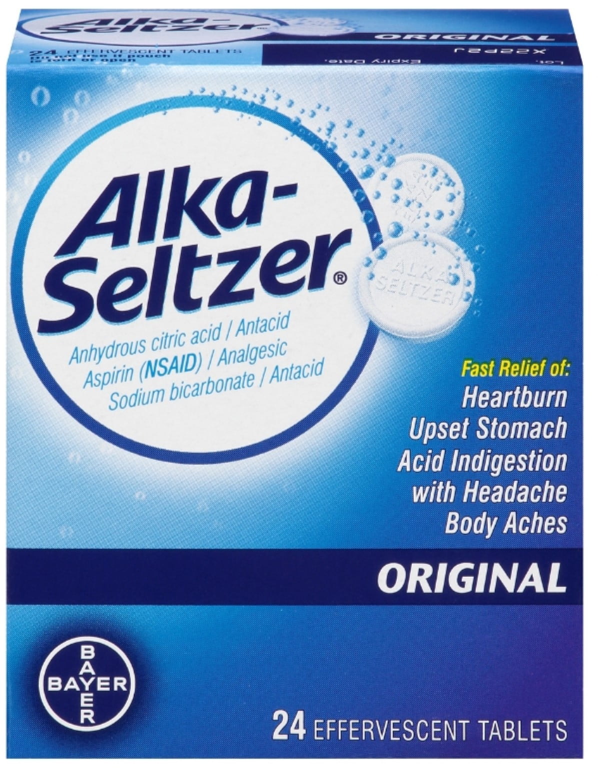 Alka-Seltzer Plus Original Effervescent Tablets, 24 ea (Pack of 6 ...