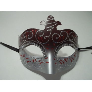 Dark Antique Red Venetian Laser Cut Mardi Gras Masquerade Half Mask ...