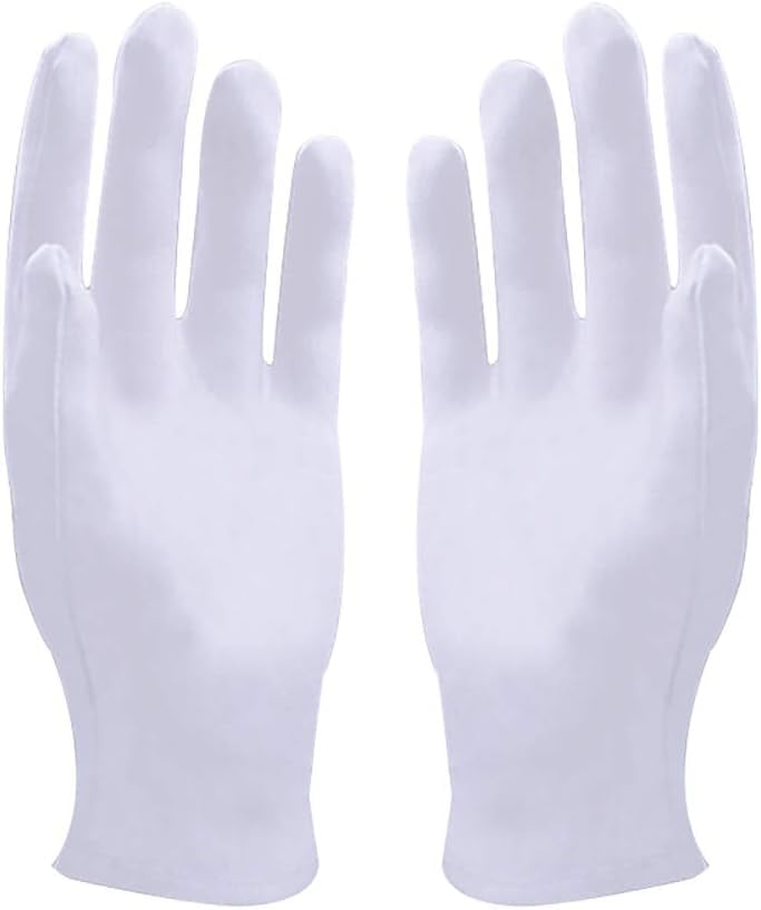12 Pairs White Cotton Gloves Soft Lightweight Work Gloves for Cosmetic ...