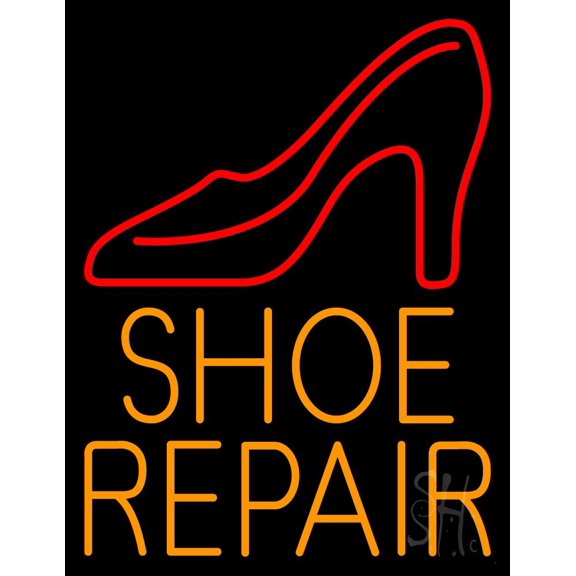 Instant Shoe Repair LED Neon Sign 15 x 19 - inches, Black Square Cut ...