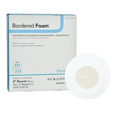 DeRoyal Polyderm Circular Foam Dressing, Circular, 4" Diameter, White ...