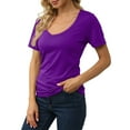 Clearance Delayuji T Shirts Solid Color Deep V Neck Fashion Short