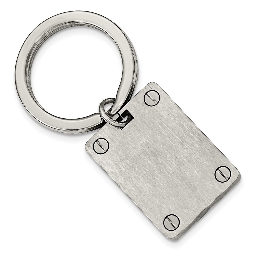 Engravable Polished and Brushed Rectangular Stainless Steel Key Chain ...