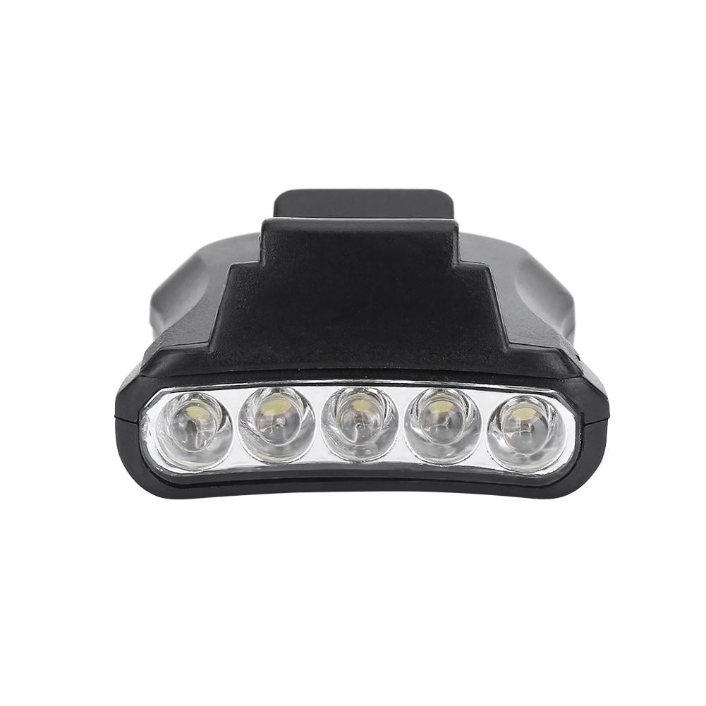 Qiilu 2 Colors 5 LED Cap Clip Head Lamp Light Hat HeadLamp For Outdoor ...