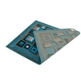 HR Abstract Blue/Silver/Gray Geometric Modern Squares Pattern Runner ...