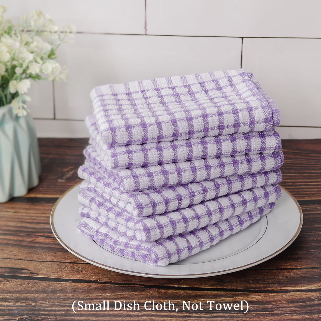 Unique Bargains 6pcs Kitchen Hotel Terry Cotton Dish Cleaning Towels ...