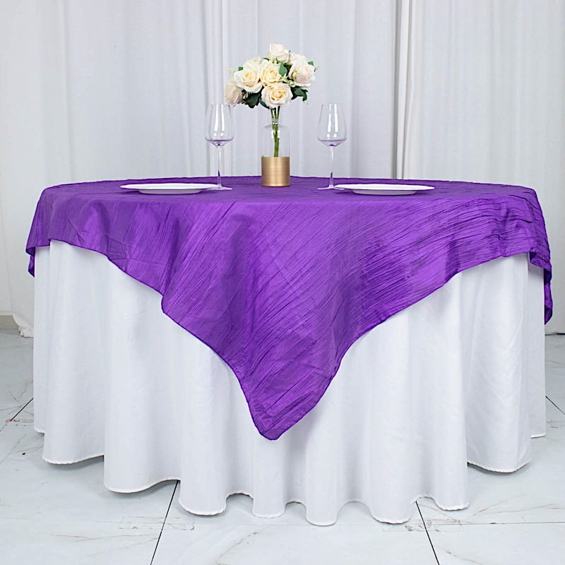 BalsaCircle 72x72 in Purple Square Accordion Crinkled Taffeta Table ...