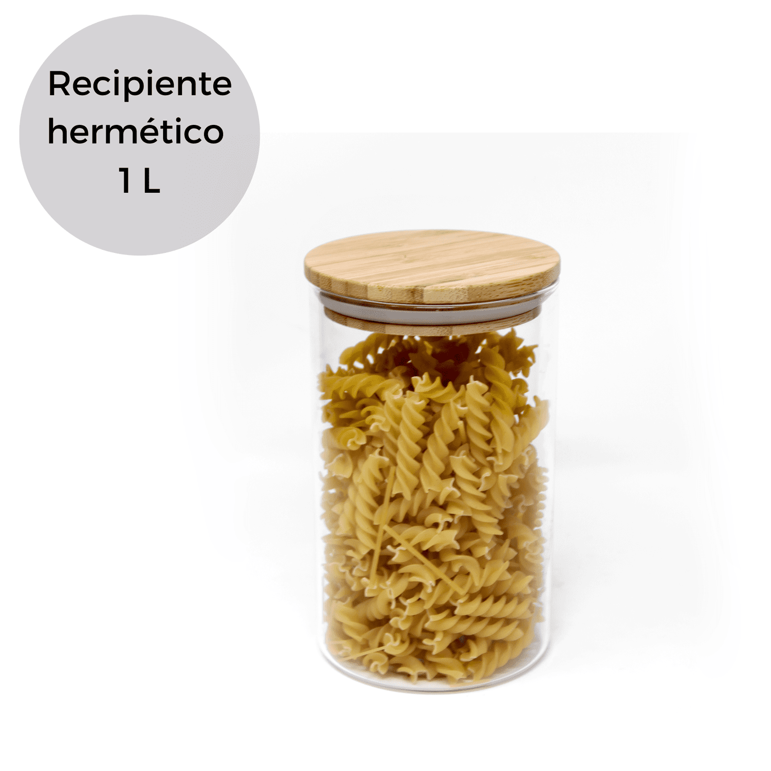Recipiente de cristal Good & Good con tapa hermética de bambú 1 L ...
