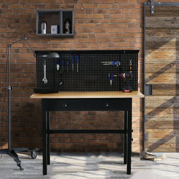 48" Workbench with Pegboard and Drawers, Dextra Height Adjustable ...