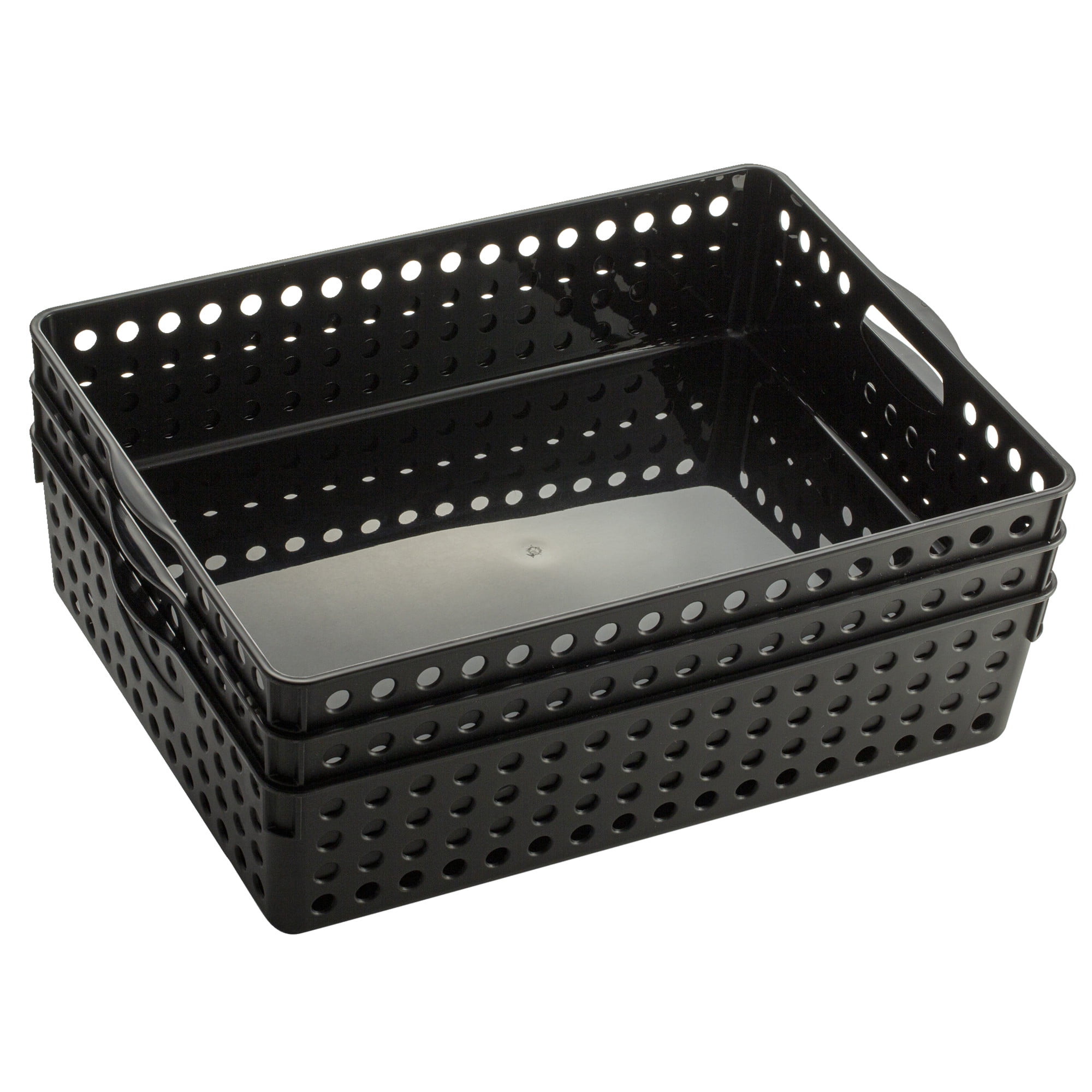 Achieva File Baskets, 13-1/4 x 9-5/8 x 3 Inches, Black, Pack of 3 ...