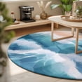 Abstract Waves Area Rugs 4' (Round) Gradient Spray Orange Blue White ...