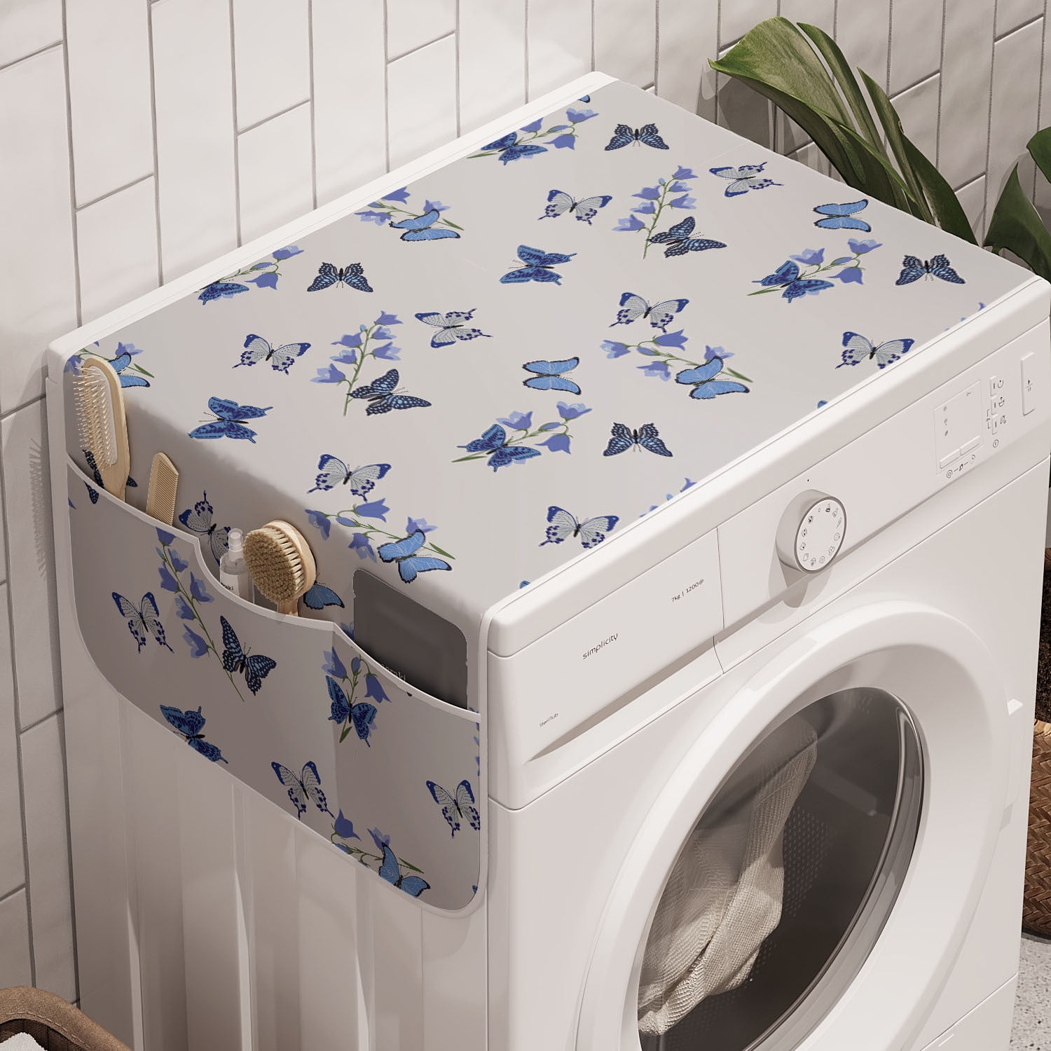 Butterfly Washing Machine Organizer, Bluebell Flowers and Flying Moth ...