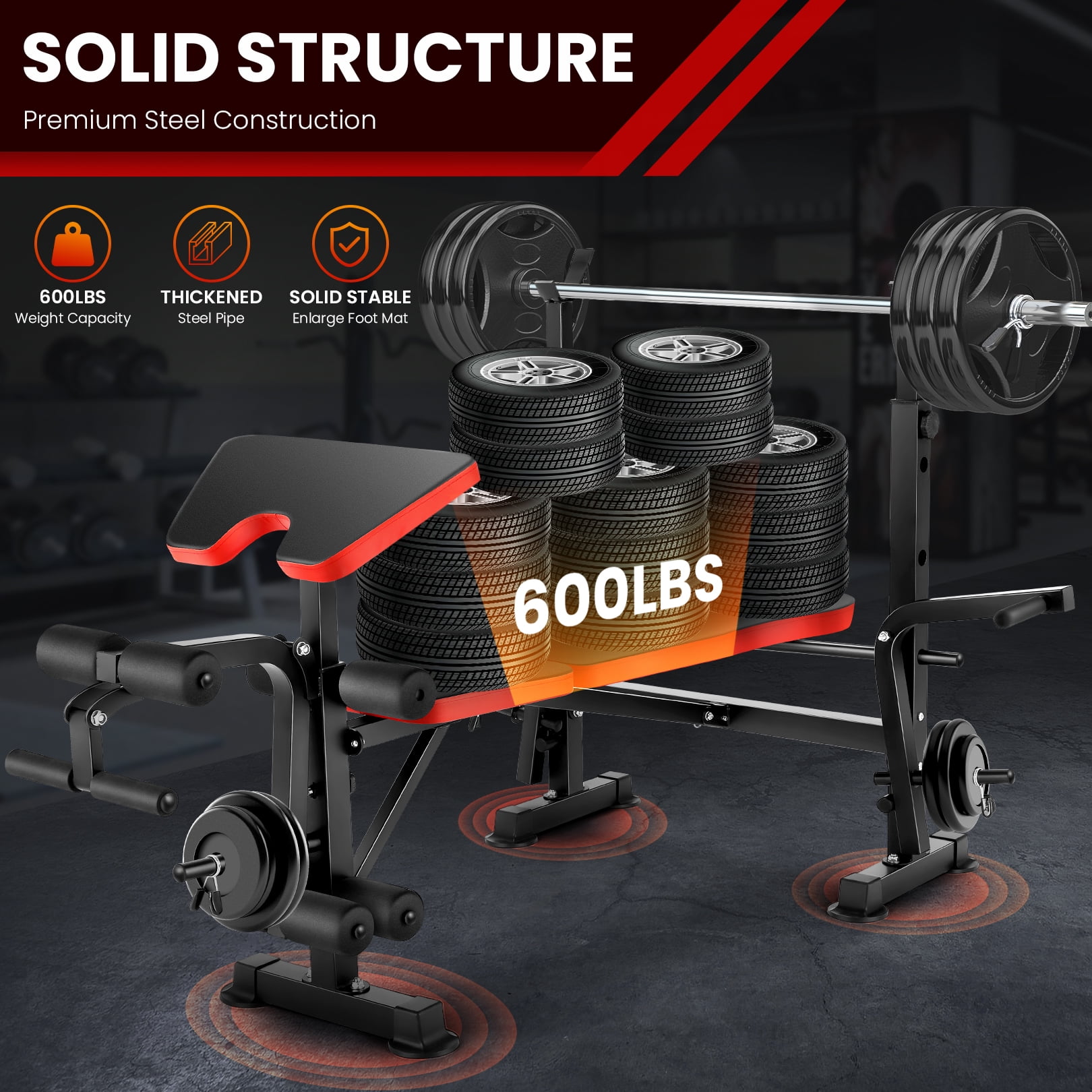 Weight Bench Folding Workout Bench MotionGrey Adjustable Folding ...