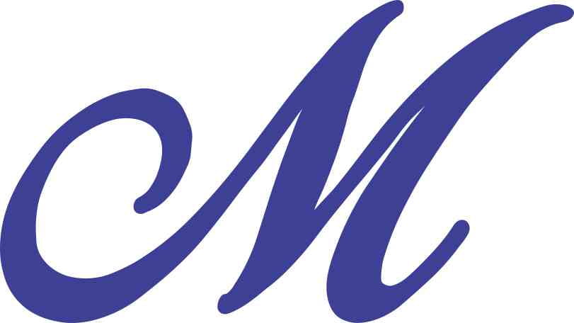 5.25in x 3in Blue Cursive M Monogram Sticker Fancy Vinyl Vehicle ...