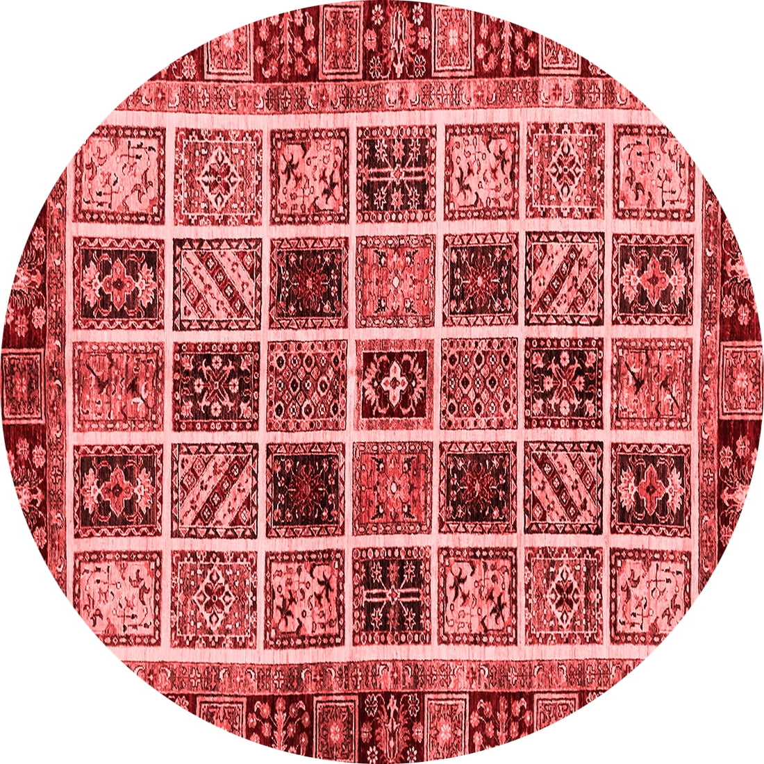 Ahgly Company Indoor Round Abstract Red Modern Area Rugs, 8' Round ...