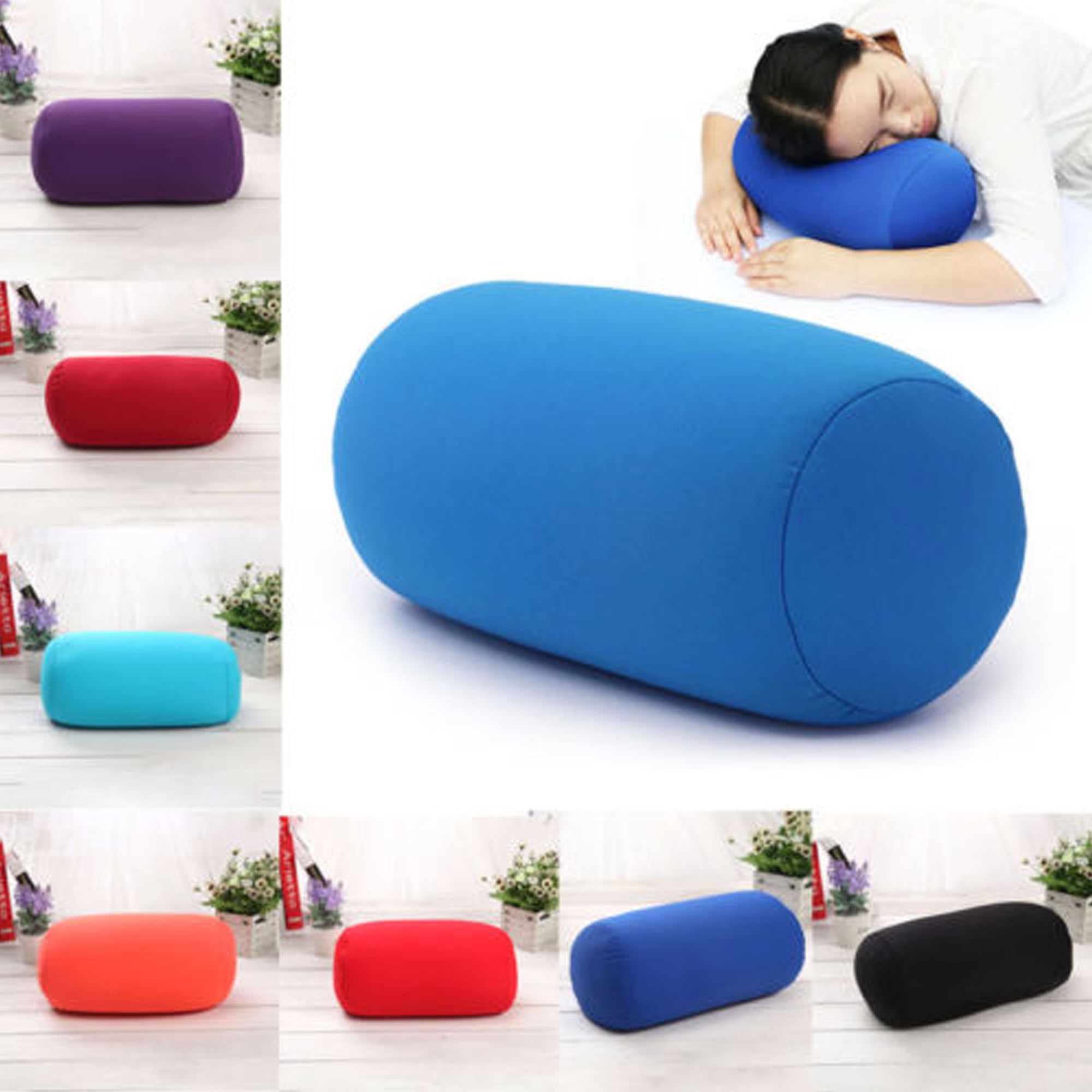 Jkerther Cylinder Memory Foam Pillow Roll Cervical Bolster Round Nap ...