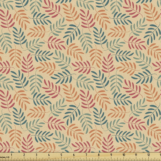 Botanical Fabric by the Yard Upholstery, Colorful Abstract Leaves ...