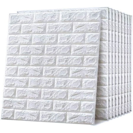 10 pieces 3D brick wallpaper self-adhesive wall panels white 77 x 70 cm ...