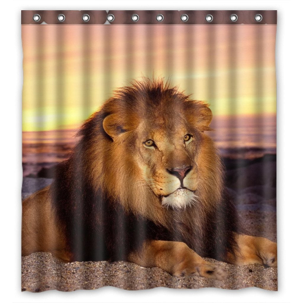 GCKG Lion at the Sunset Waterproof Polyester Shower Curtain Bathroom ...