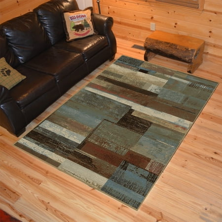 Rustic Lodge Plank Multi Area Rug - 5'3" x 7'3" - Walmart.com