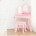Teamson Kids Alessandra Kids Corner Vanity Table & Stool, Pink ...