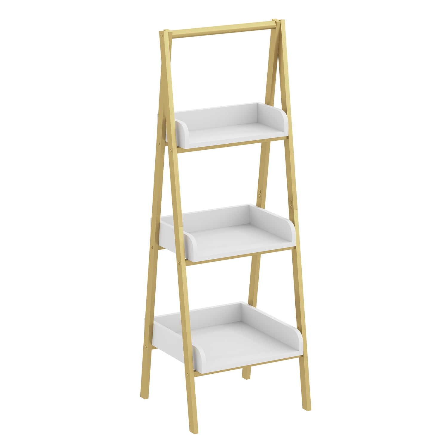 Wall Shelf 49H White 3 Tier With Borders Gold Metal - Walmart.com