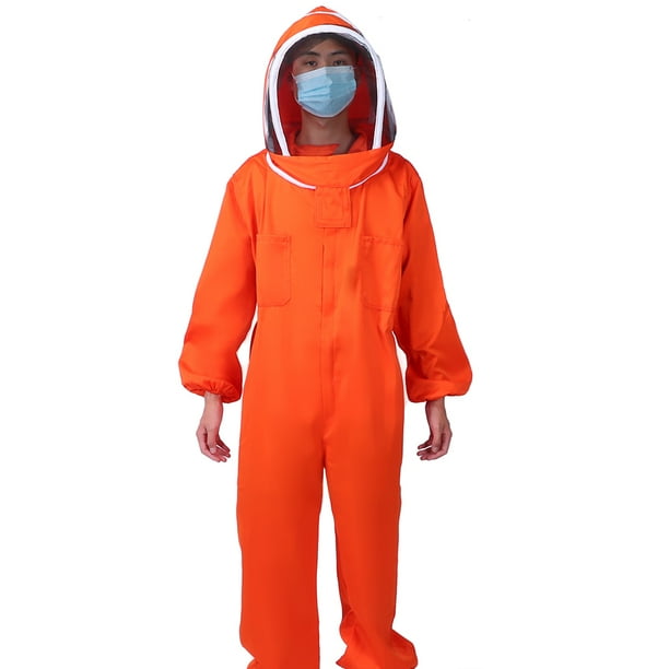 Beekeeping Jacket, Orange Bee Suit With Mesh Round Hat For Whole Body L ...
