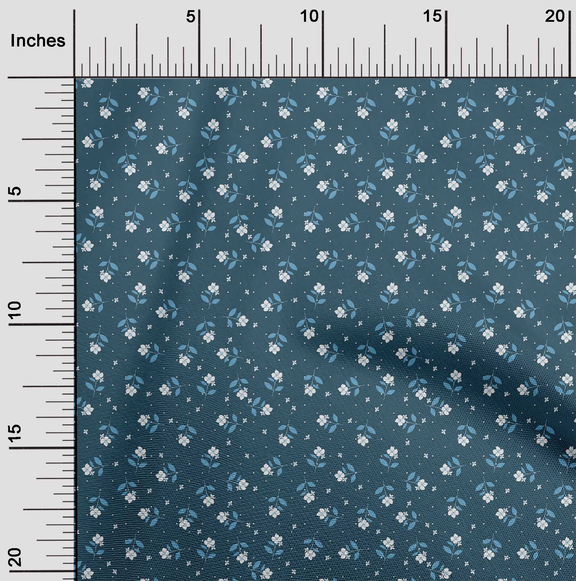 oneOone Silk Tabby Teal Blue Fabric Florals Dress Material Fabric Print ...