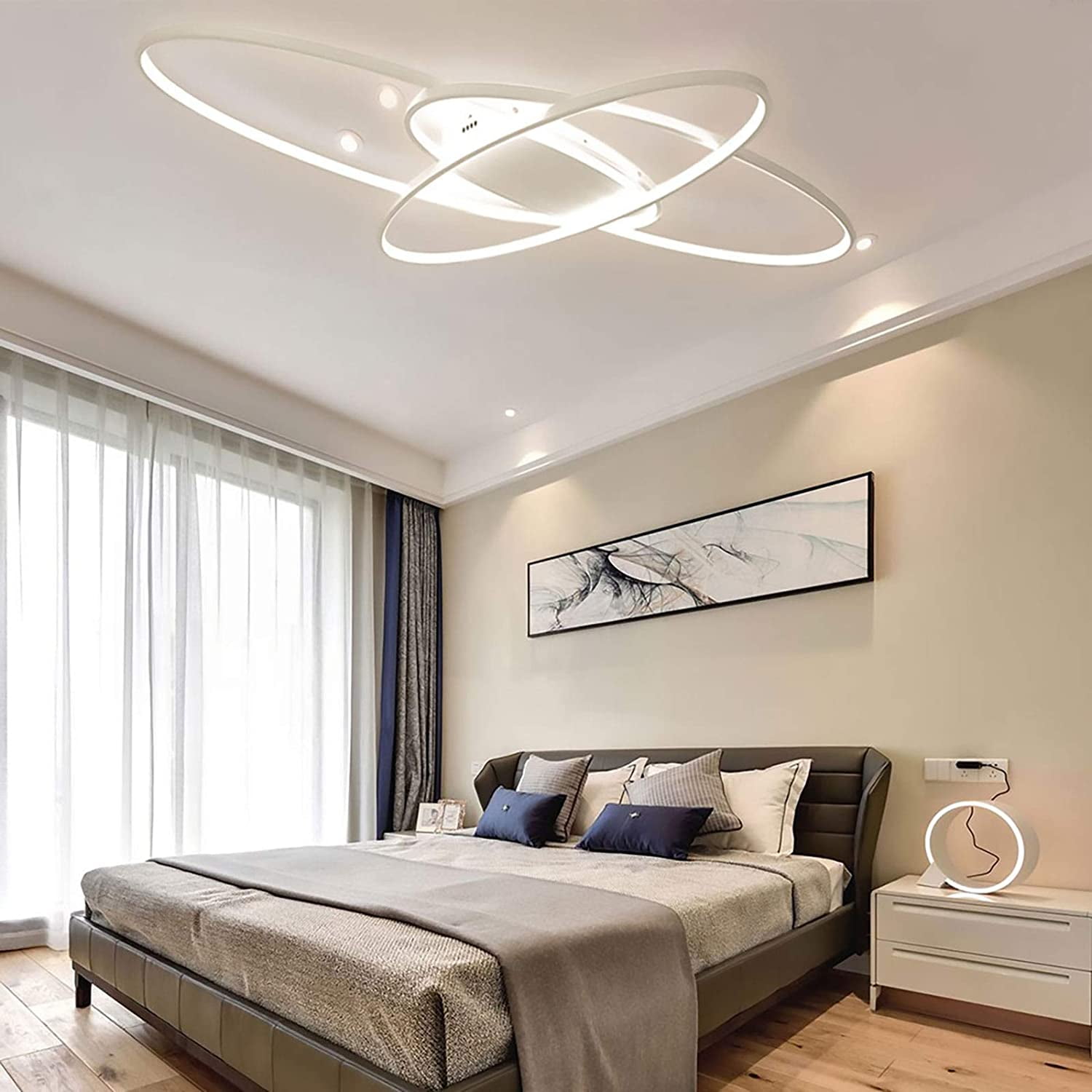 FETCOI Modern LED Ceiling Light Fixture Circle Ring Chandelier Lighting ...