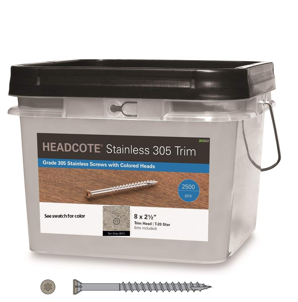 Headcote #8 x 2-1/2" - #31 Tan Gray - Stainless Steel Trim Head Deck ...