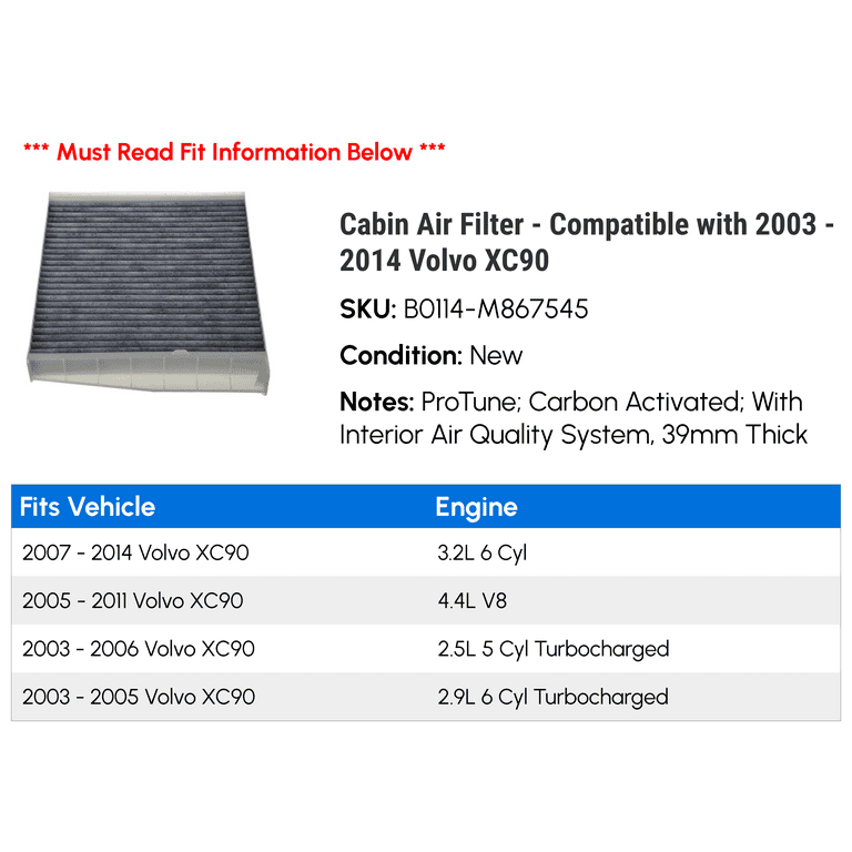 2007 volvo xc90 cabin air filter store