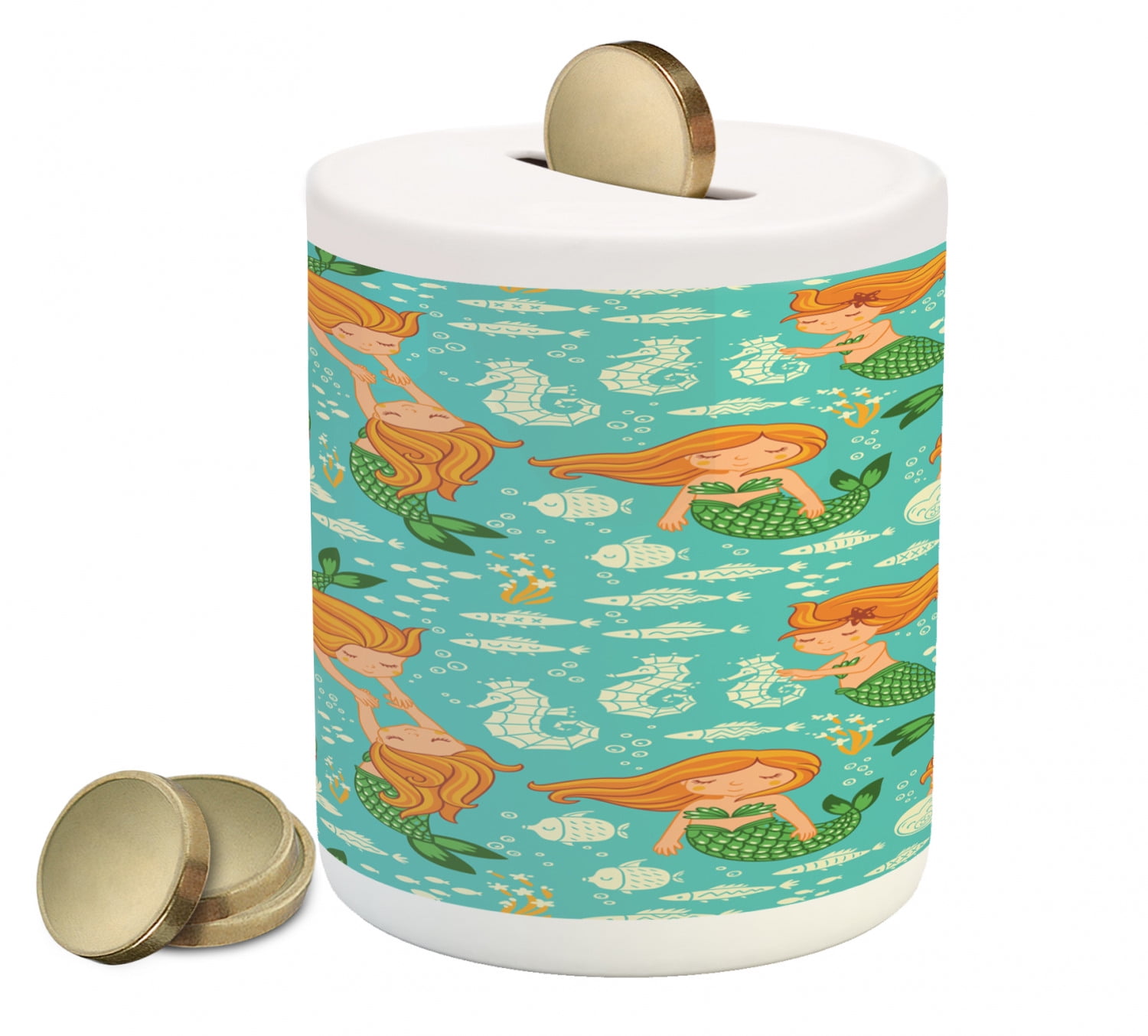 Underwater Piggy Bank, Underwater World Little Mermaid Girls Friends ...