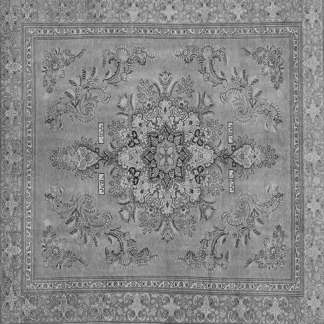 Ahgly Company Indoor Square Abstract Gray Modern Area Rugs, 6' Square ...