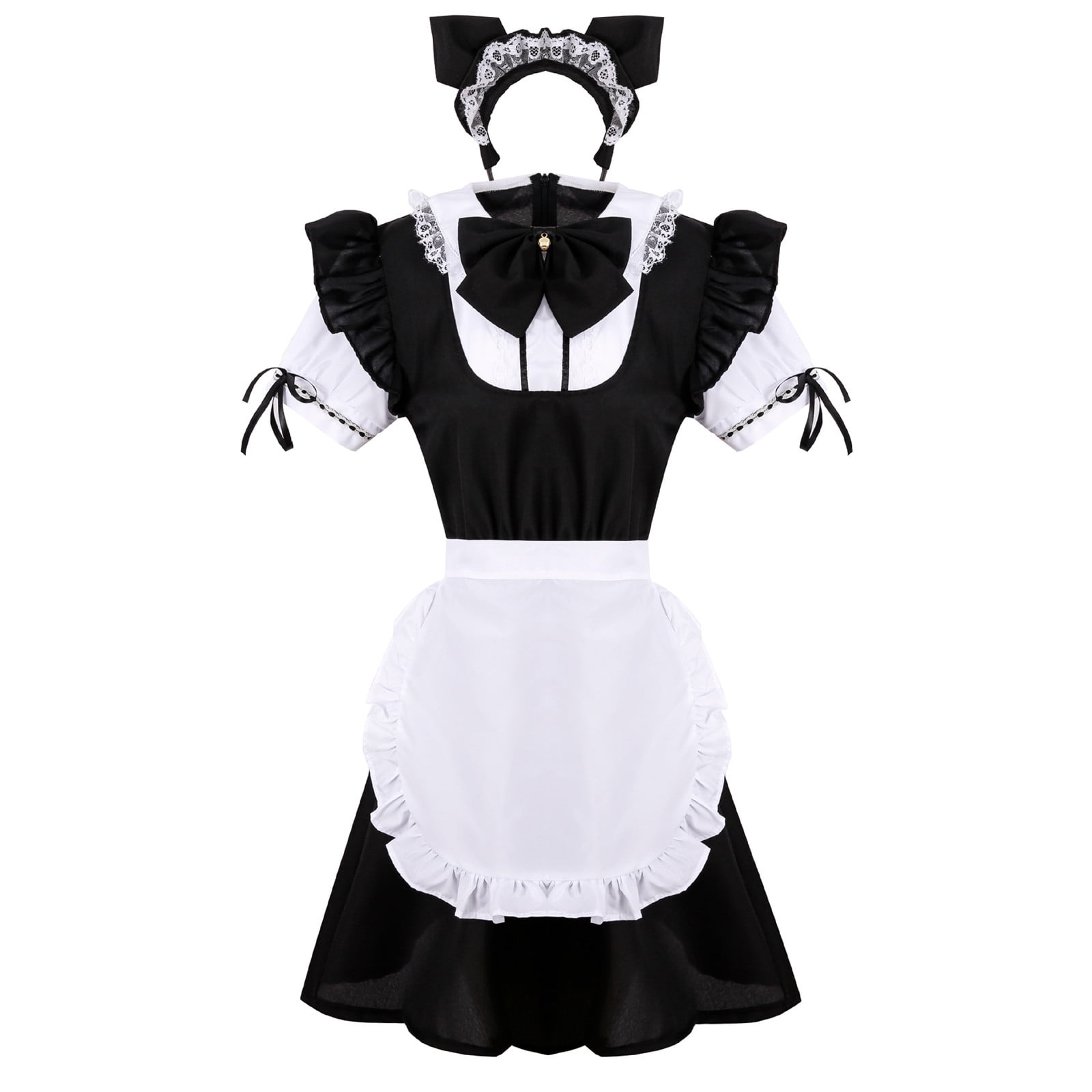 APEXFWDT Women's Maid Outfit Lingerie Sweet Classic Apron Mini Dress ...