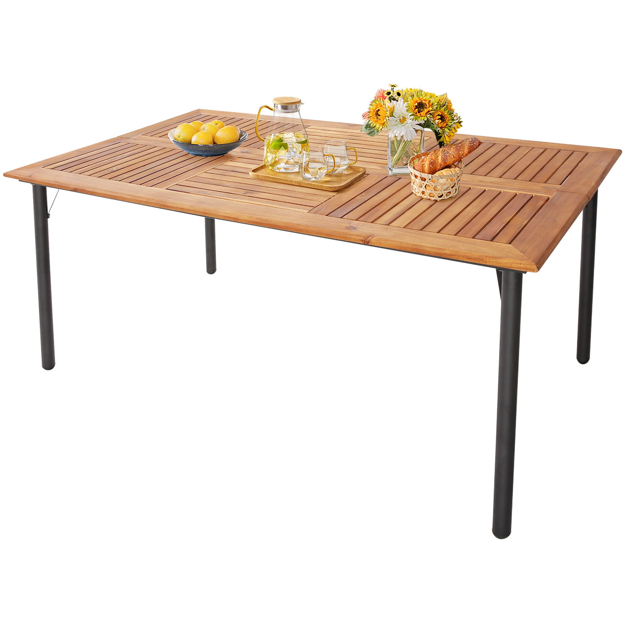 Click here for Costway Patio Rectangular Acacia Wood Dining Table... prices