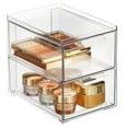 mDesign Stackable Plastic Storage Bathroom Bins with 2 Pull-Out Drawers ...