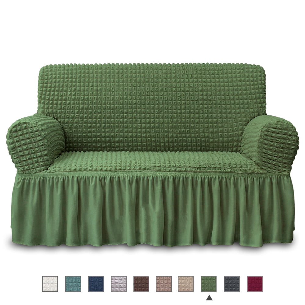 NICEEC Loveseat Slipcover Green Loveseat Cover 1 Piece Easy Fitted Sofa ...