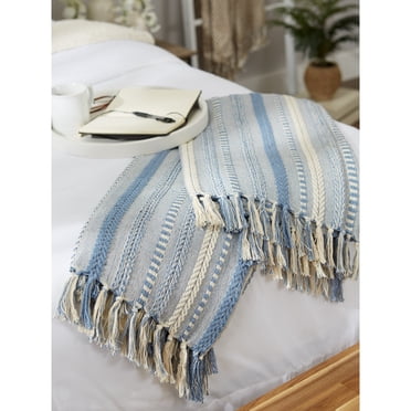 Aqua Herringbone Stripe Throw - Walmart.com