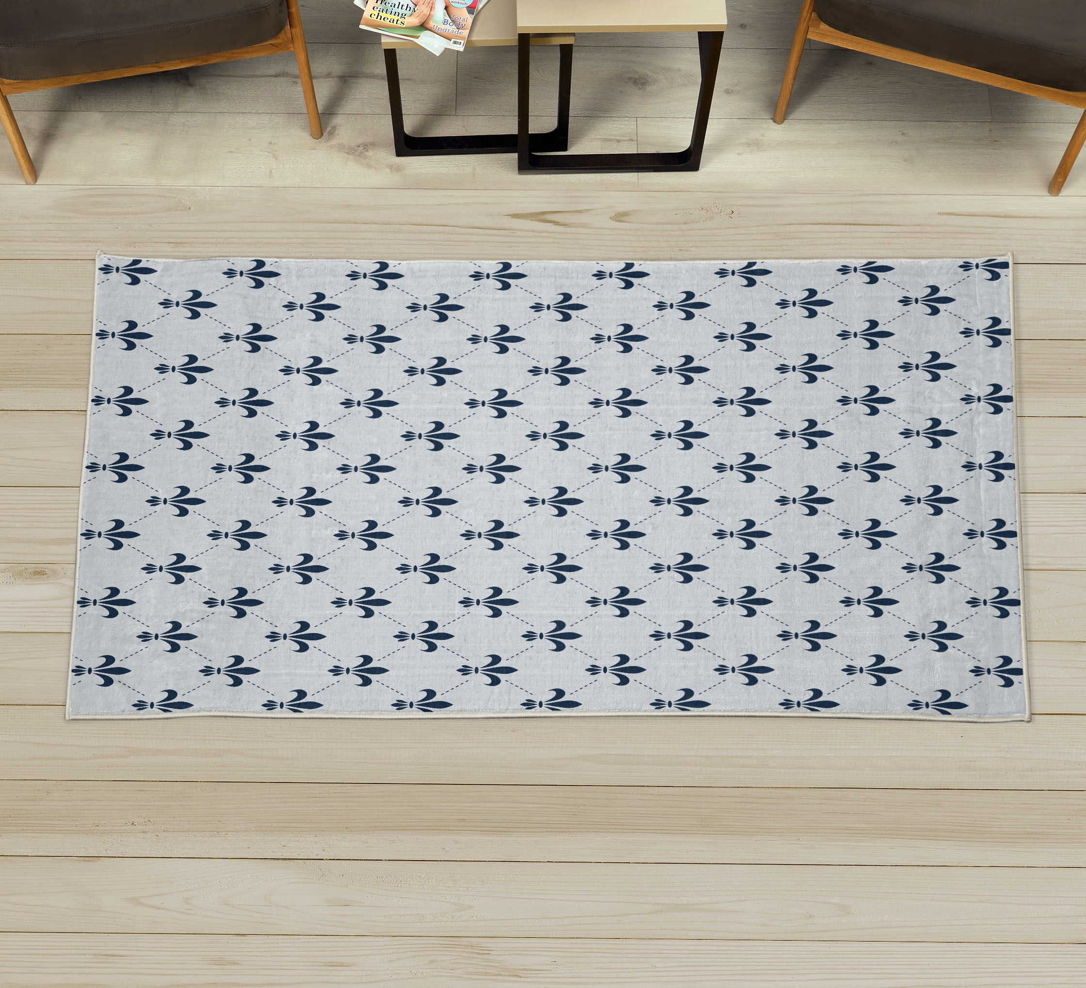 Fleur De Lis Decorative Rug, Repeated Abstract Floral Old Antique Royal ...