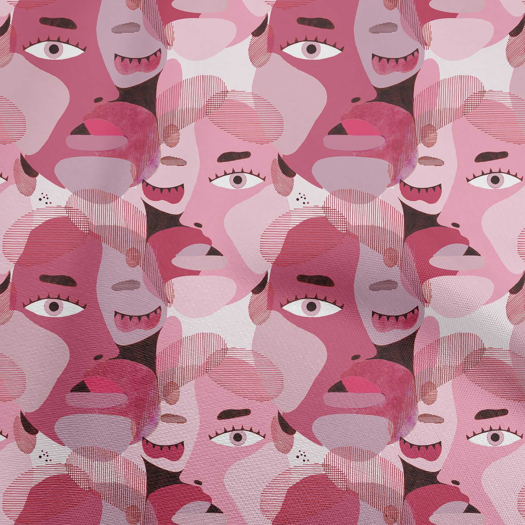 oneOone Cotton Poplin Pink2 Fabric Abstract Face Fabric For Sewing ...