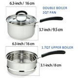 Cook N Home Double Boiler Pan, Stainless Steel, 2-Quart, with Glass Lid ...